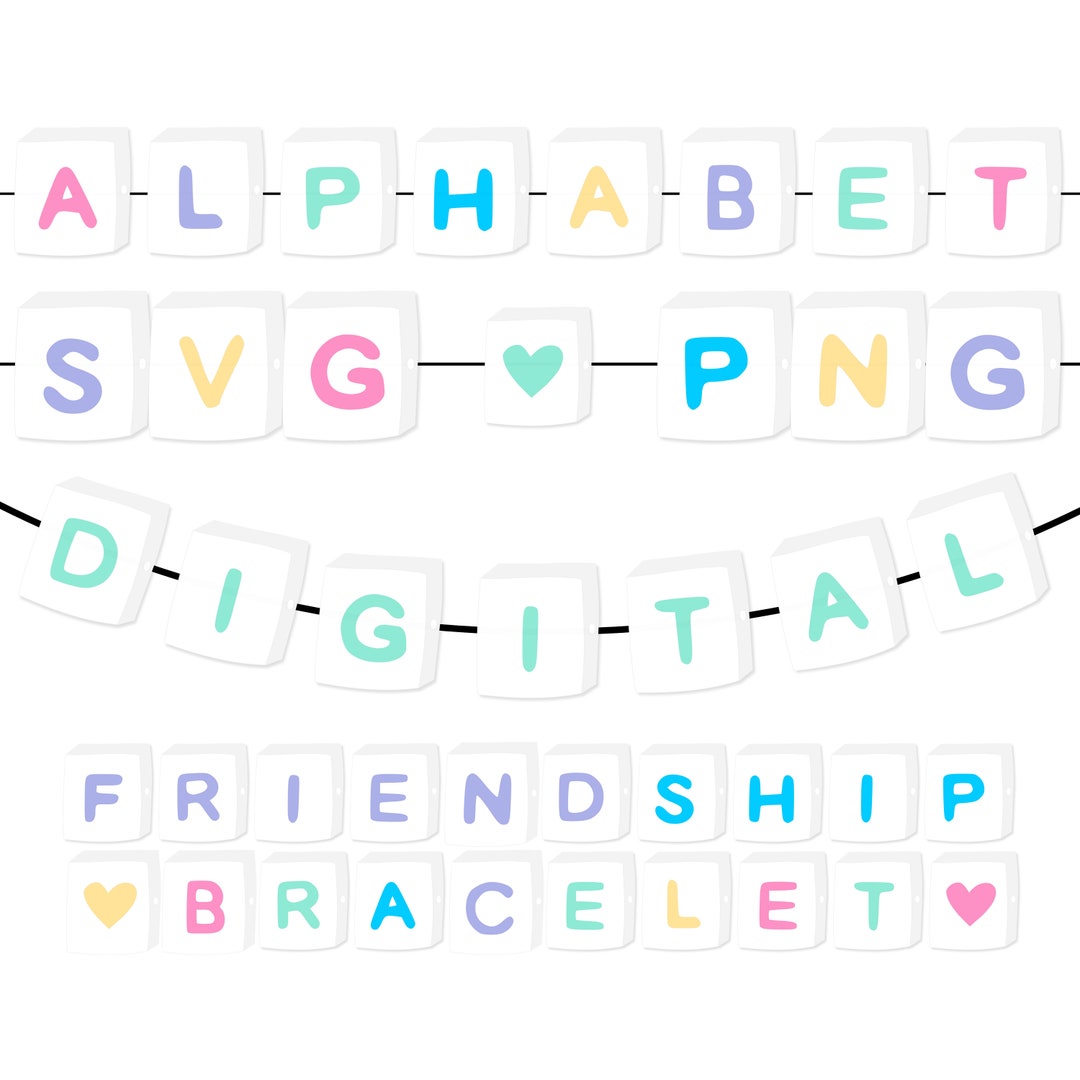 Friendship Bracelet SVG Bundle: Digital Alphabet Bead Clipart Pattern ...