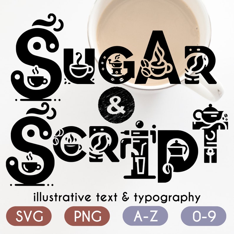 Coffee SVG Letters, Letters SVG, Letters PNG, Doodle Letters, Doodle ...