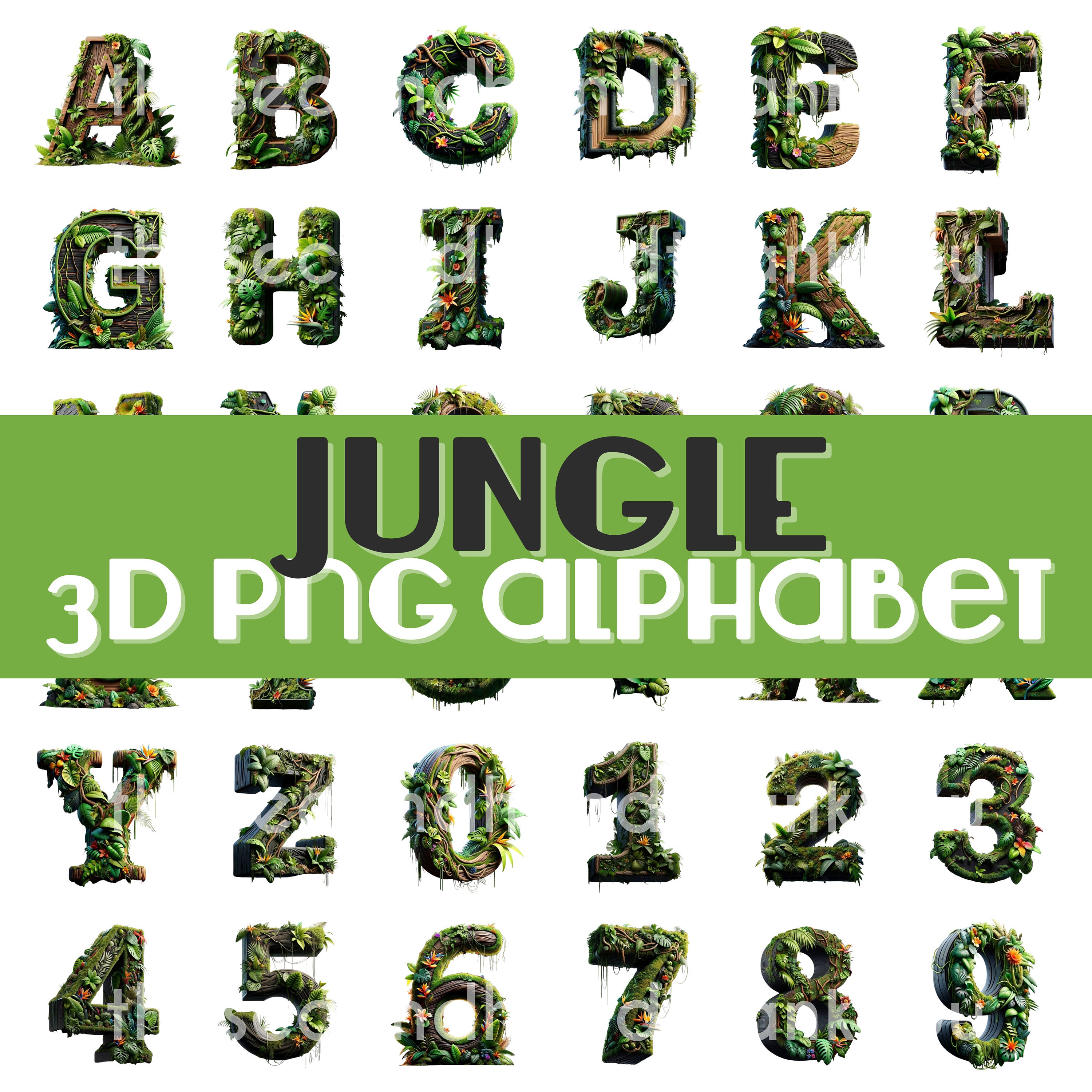 Jungle PNG, Doodle Letters, Doodle Font, 3D Letters, Alphabet PNG ...