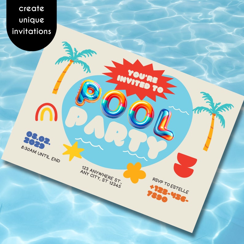 Summer Font for Pool Party Invitations Decor, 3D Pool Float Bubble ...