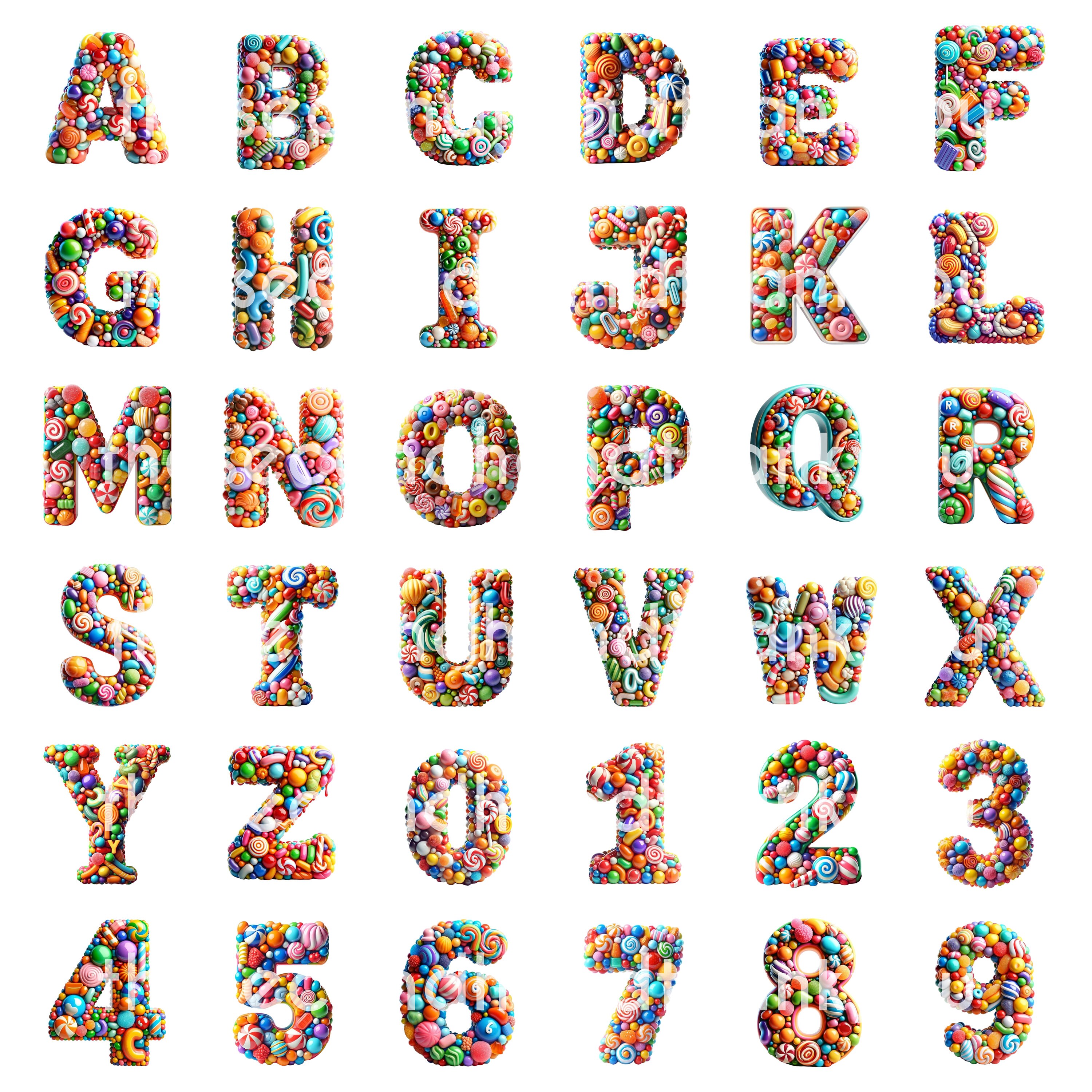 Candy Clipart, Doodle Letters, Doodle Font, 3D Letters, Alphabet PNG ...