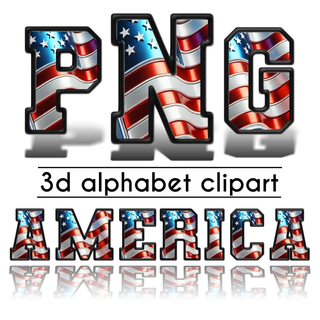 American Flag Alphabet Clipart | Patriotic USA Letters & Numbers PNG ...