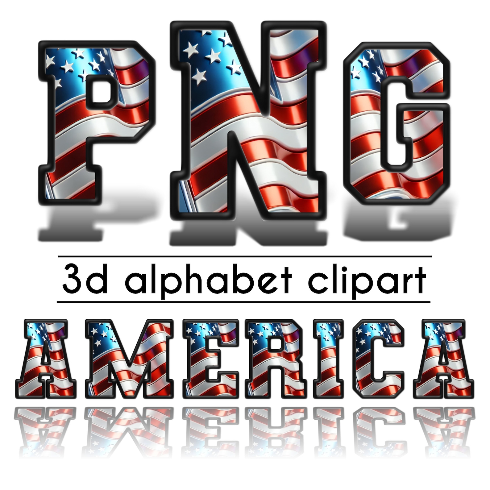 American Flag Alphabet Clipart | Patriotic USA Letters & Numbers PNG ...