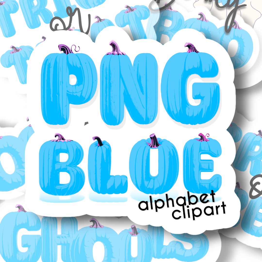 Blue Pumpkin Alpha Clipart | Pastel Halloween PNG Font for Party ...