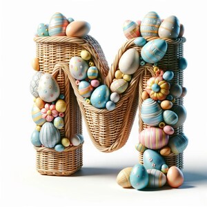 Easter Alphabet Clipart, Easter Font, Easter Basket Clipart, Doodle ...