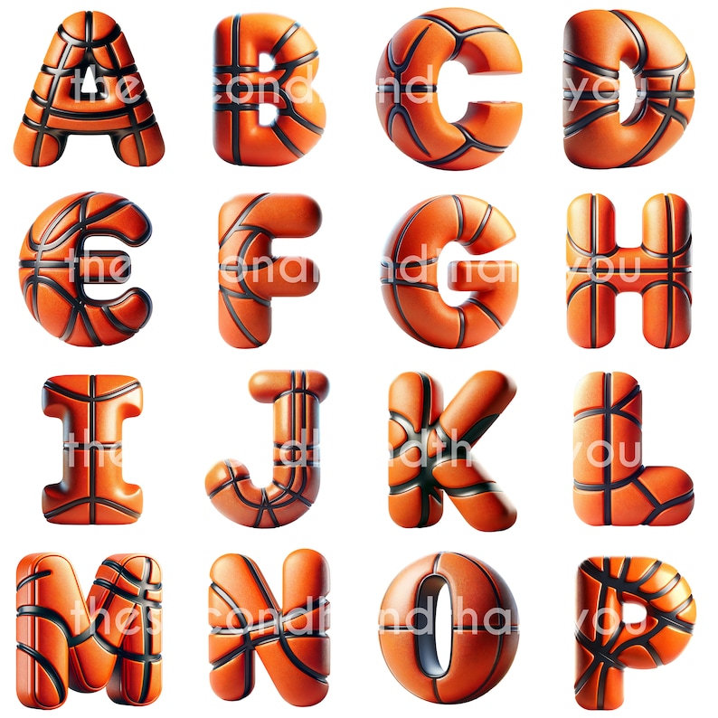 Basketball PNG, Doodle Letters, Doodle Font, 3D Letters, Alphabet PNG ...