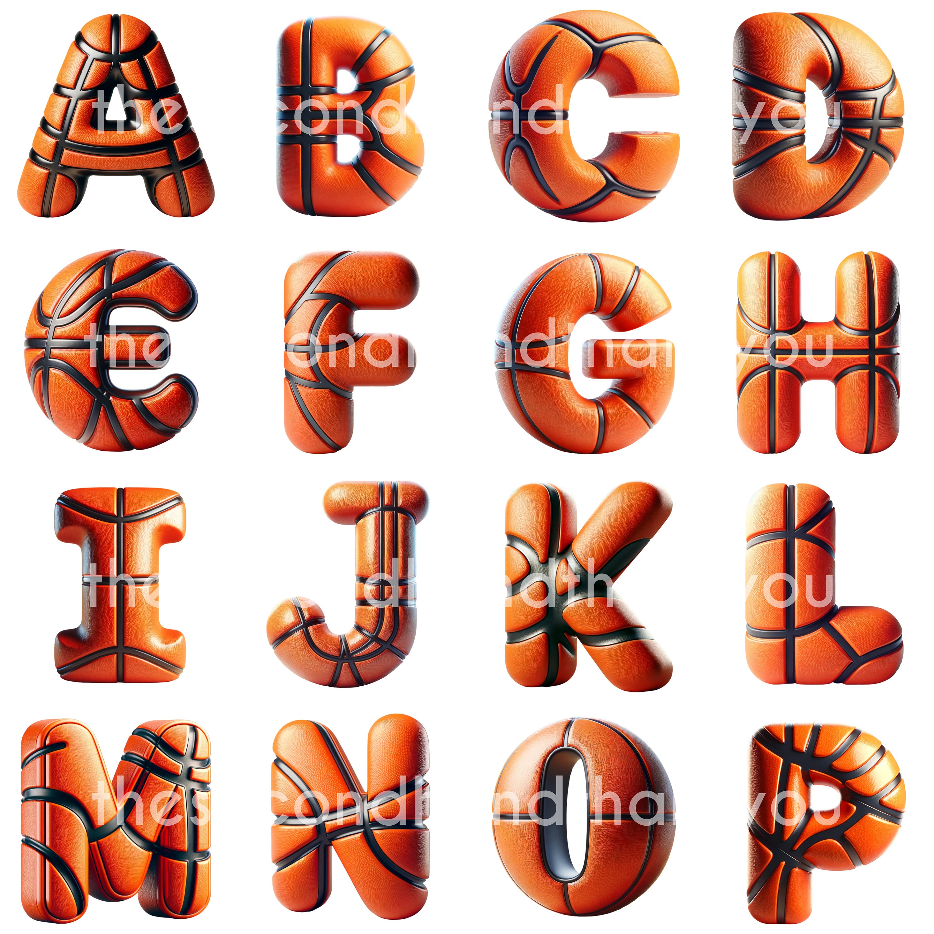 Basketball PNG, Doodle Letters, Doodle Font, 3D Letters, Alphabet PNG ...