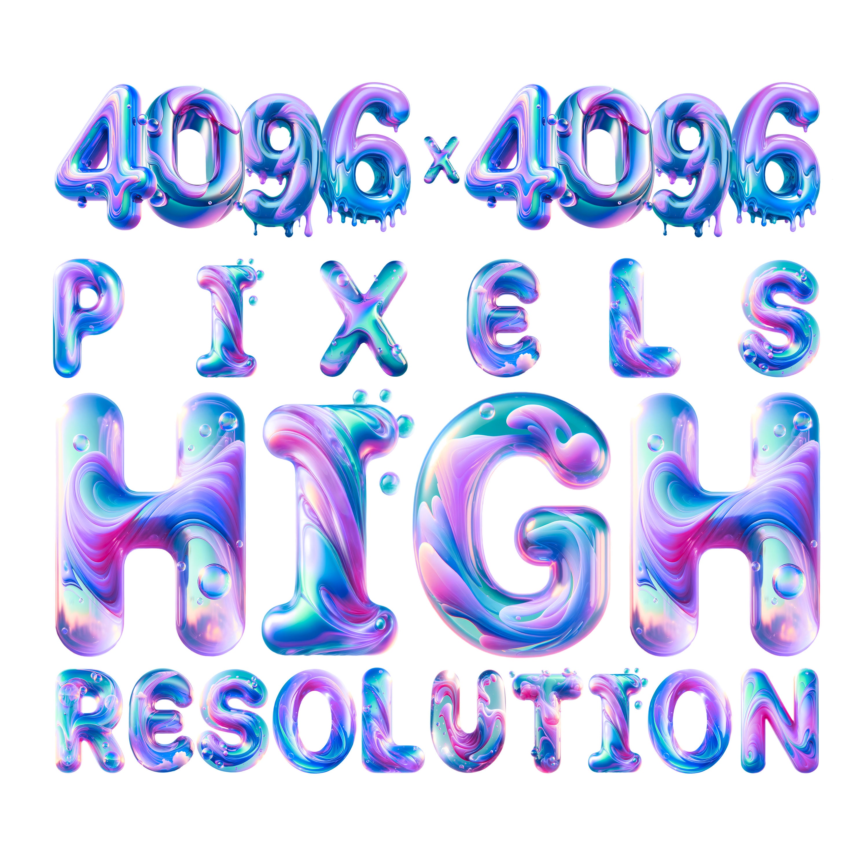 Liquid Font Bubble PNG Letters: Cool 2000s Y2K Millennial Trippy Chrome ...