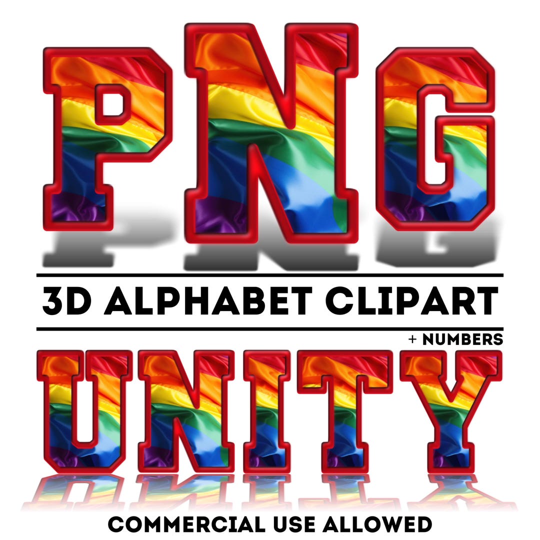 Pride Flag Alphabet Clipart | LGBTQ Rainbow Letters & Numbers PNG ...