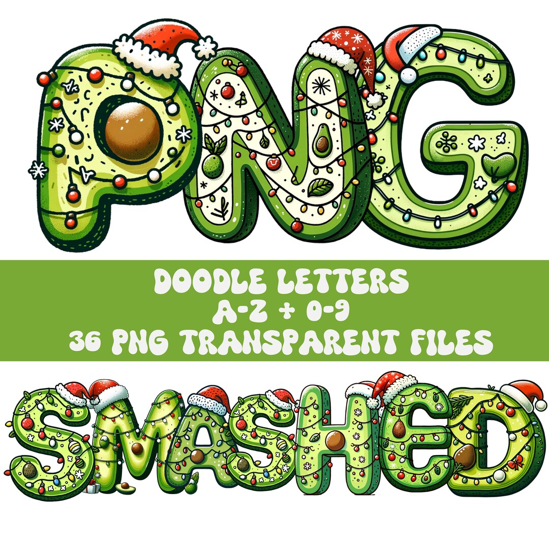 Christmas Letters, Christmas Doodle Letters, Christmas Avocado, Avocado ...