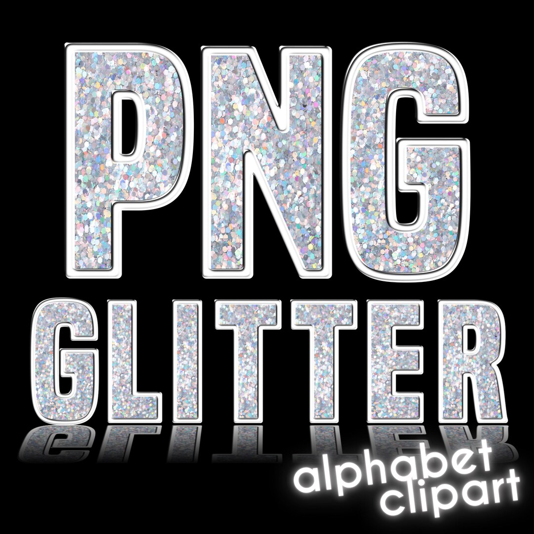 Silver Glitter Alphabet Clipart - 3D Shiny Letters, PNG Files for ...