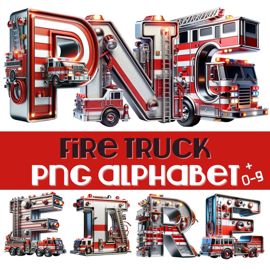 Fire Truck PNG, Doodle Letters, Doodle Font, 3D Letters, Alphabet PNG ...