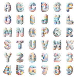 Easter Egg Font, Doodle Letters, Doodle Font, 3D Alphabet PNG, Digital ...