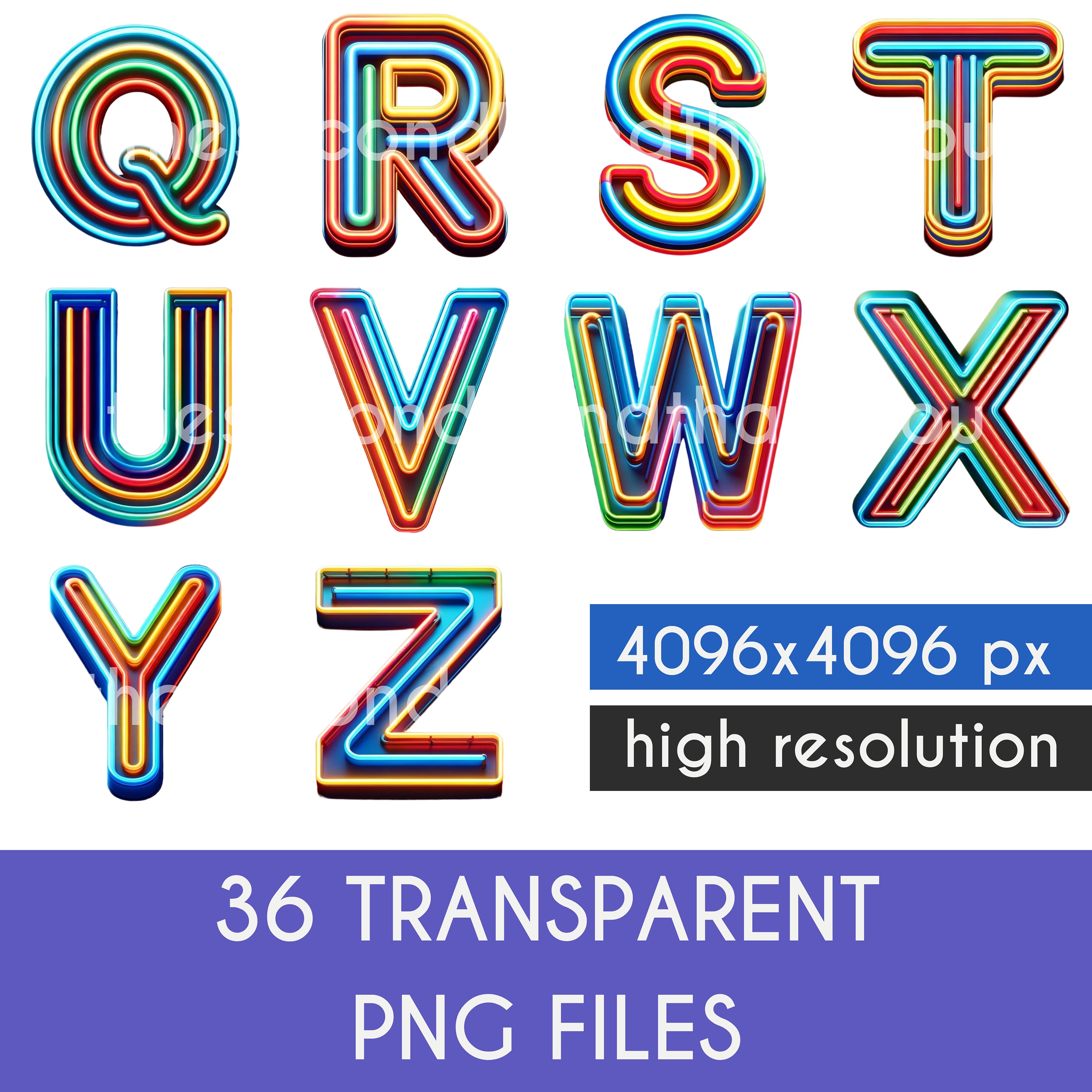 Neon Letters, Doodle Letters, Doodle Font, 3D PNG Neon Letters ...