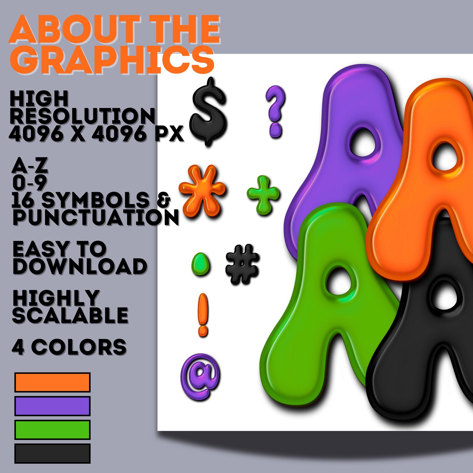 Retro Halloween Alphabet PNG Clipart Bundle, Halloween Bubble Letters ...