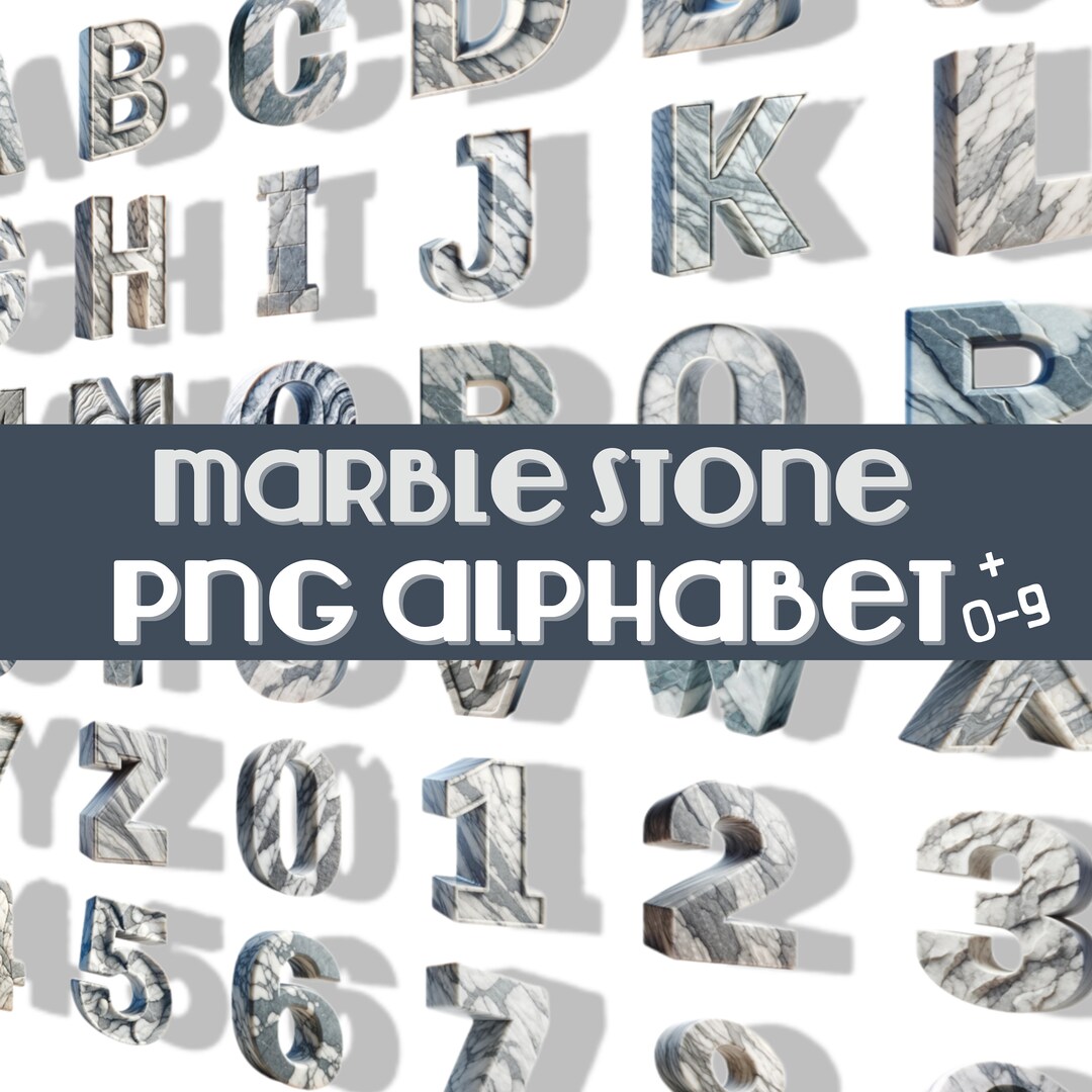 Marble Textured 3D Stone Letters - Alphabet PNG for Digital Download - Etsy