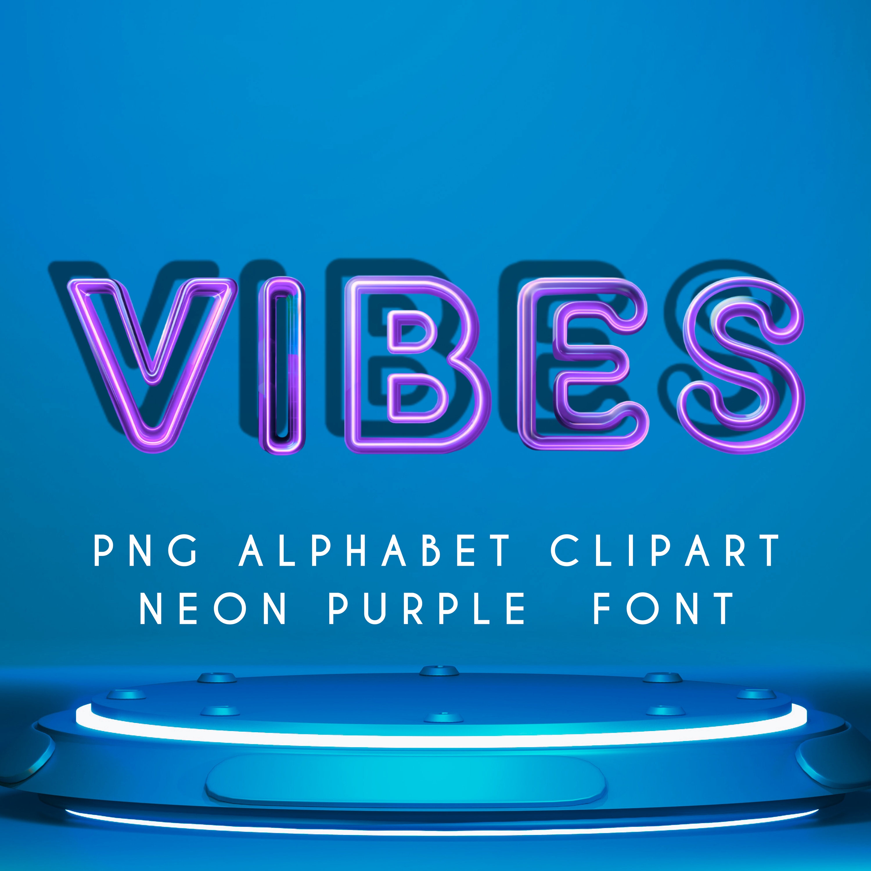 Neon Font PNG Lettering, Digital Purple Glowing Letters, 3D Alpha ...