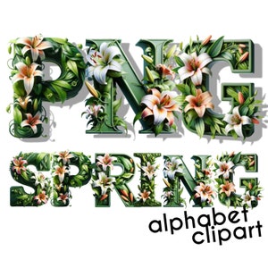 Spring Floral Letters , Floral 3D Alphabet, Doodle Letters, Doodle Font ...