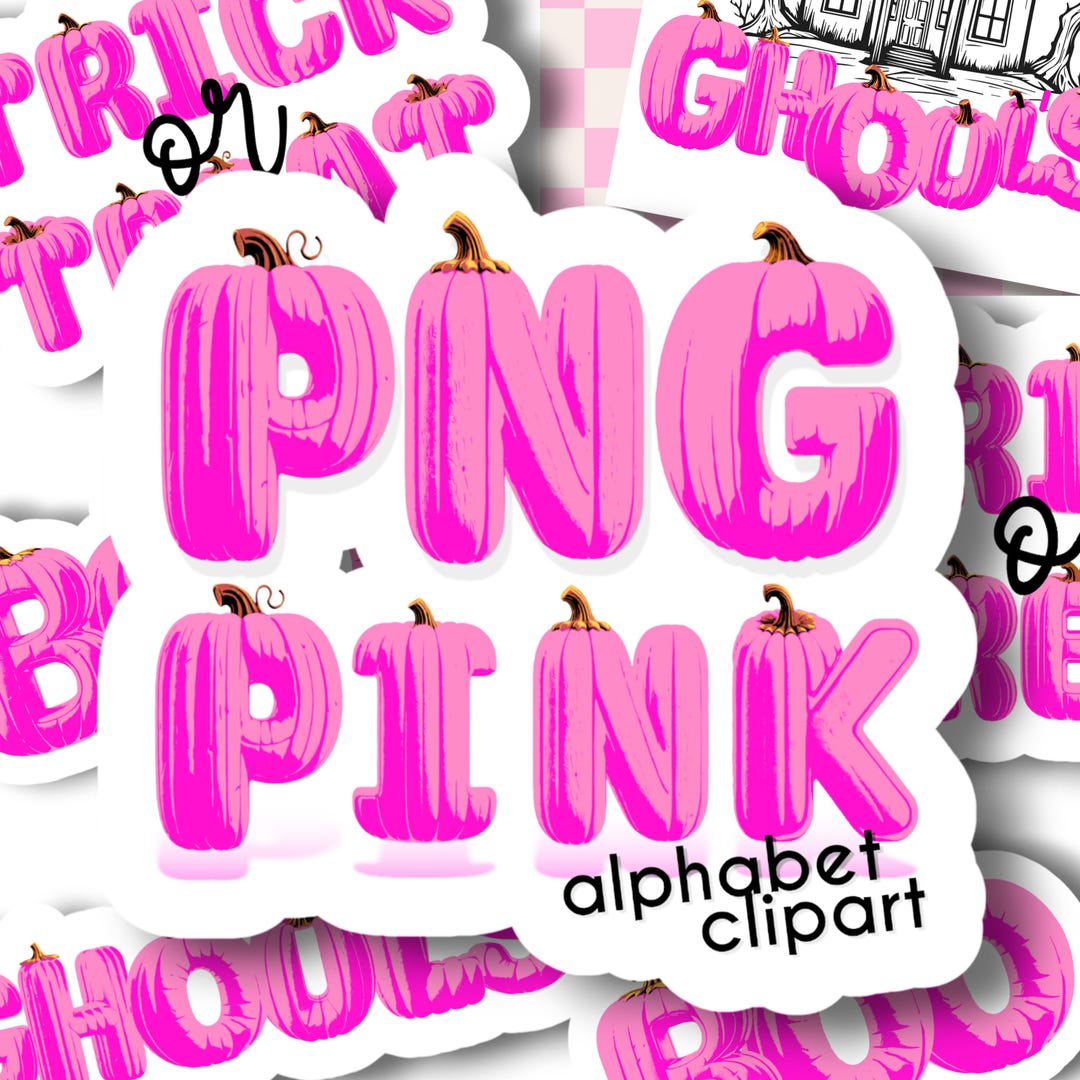 Pink Pumpkin Clipart | Pastel Halloween PNG Font for Party Invites ...