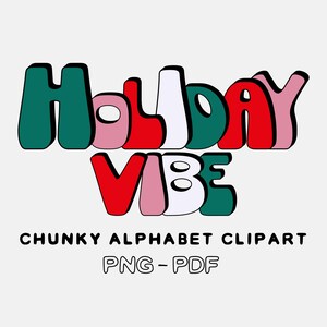 Holiday Retro Alphabet Clipart | 4 Color Sets | Christmas Sublimation ...