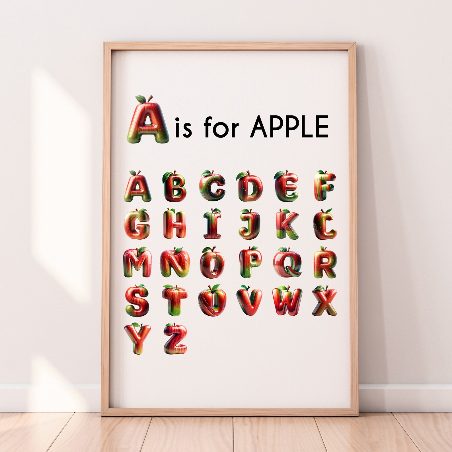Apple Alphabet, Apple PNG, Doodle Letters, Doodle Font, 3D Letters ...
