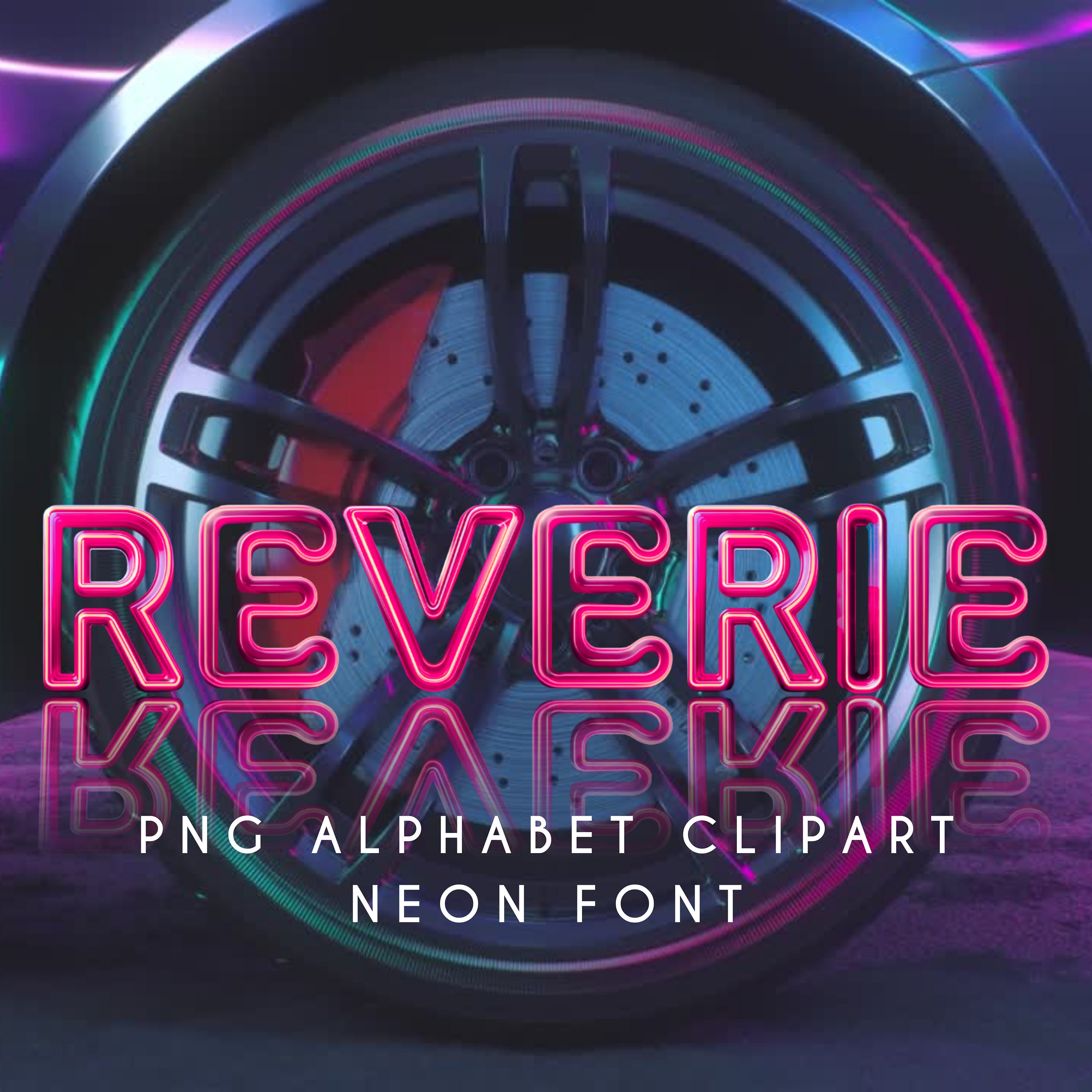 Neon Font PNG Lettering, Digital Hot Pink Glowing Letters, 3D Alpha ...