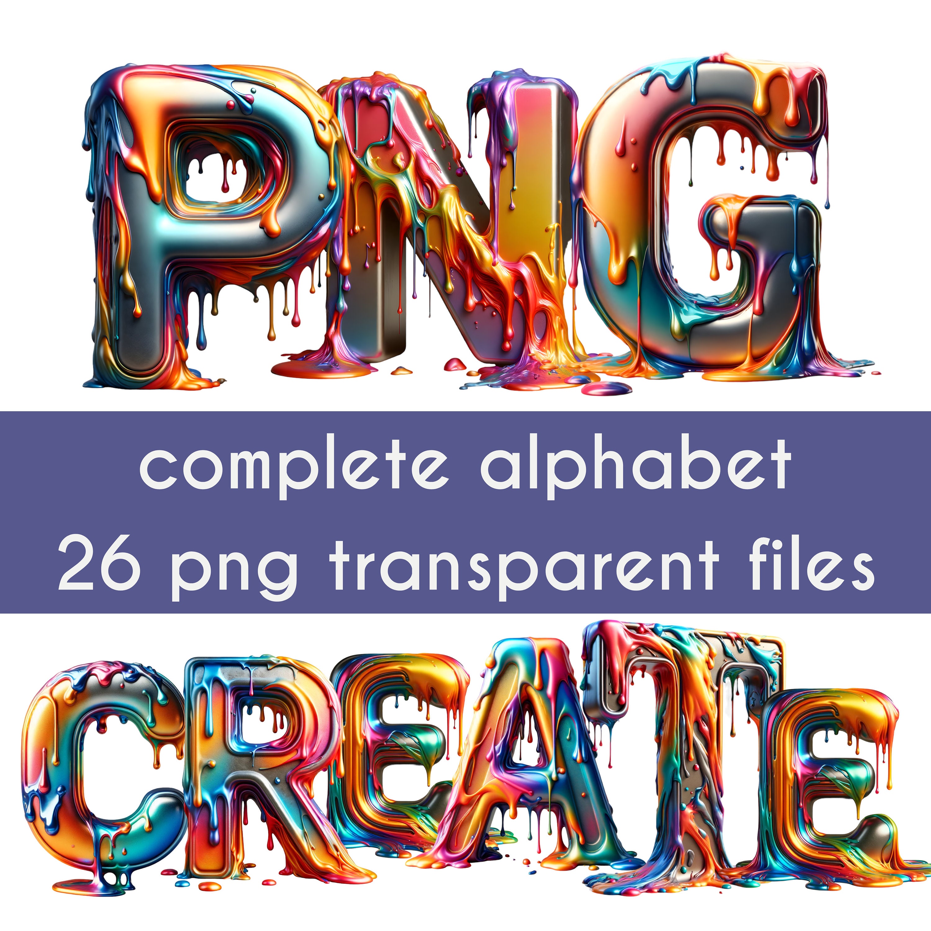 3D Letters, Doodle Letters, Alphabet Set PNG, Bundle 3D Alphabet, Metal ...