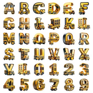 School Bus PNG Clipart, Doodle Letters, Doodle Font, 3D Font, 3D ...