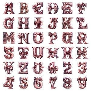 Coquette Clipart, Doodle Letters, Doodle Font, 3D Alphabet PNG, Digital ...