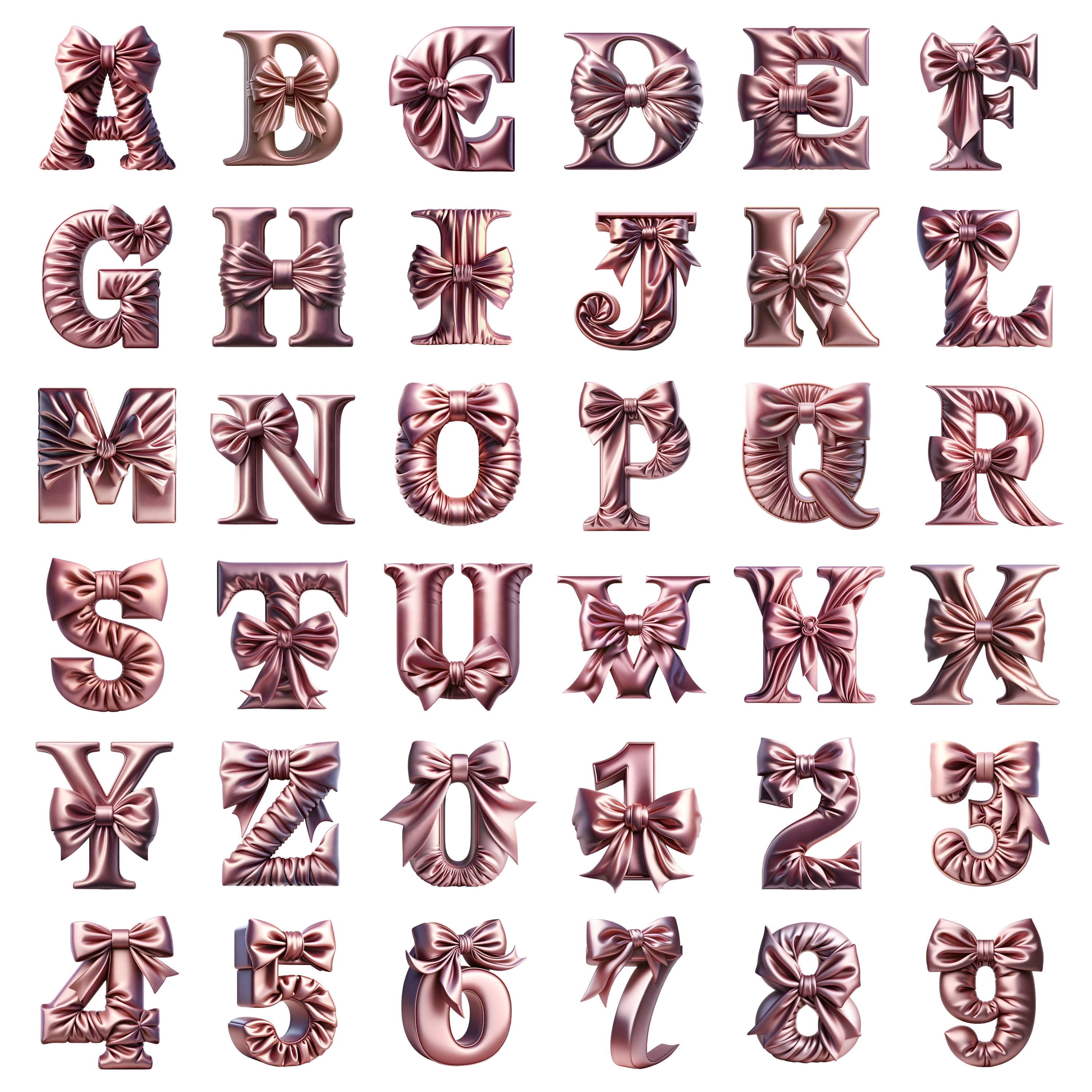 Coquette Clipart, Doodle Letters, Doodle Font, 3D Alphabet PNG, Digital ...