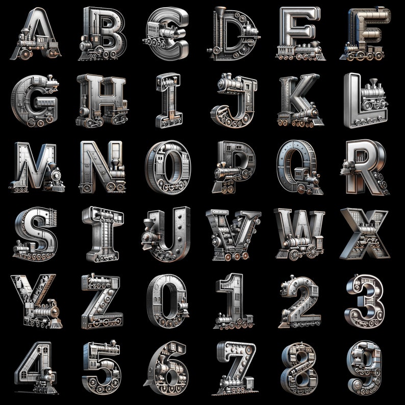 Train PNG, Doodle Letters, Doodle Font, 3D Letters, Alphabet PNG ...
