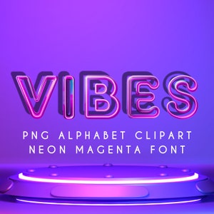 Neon Font Pink PNG Letters, Digital Neon Glow Clipart, 3D Alphabet ...