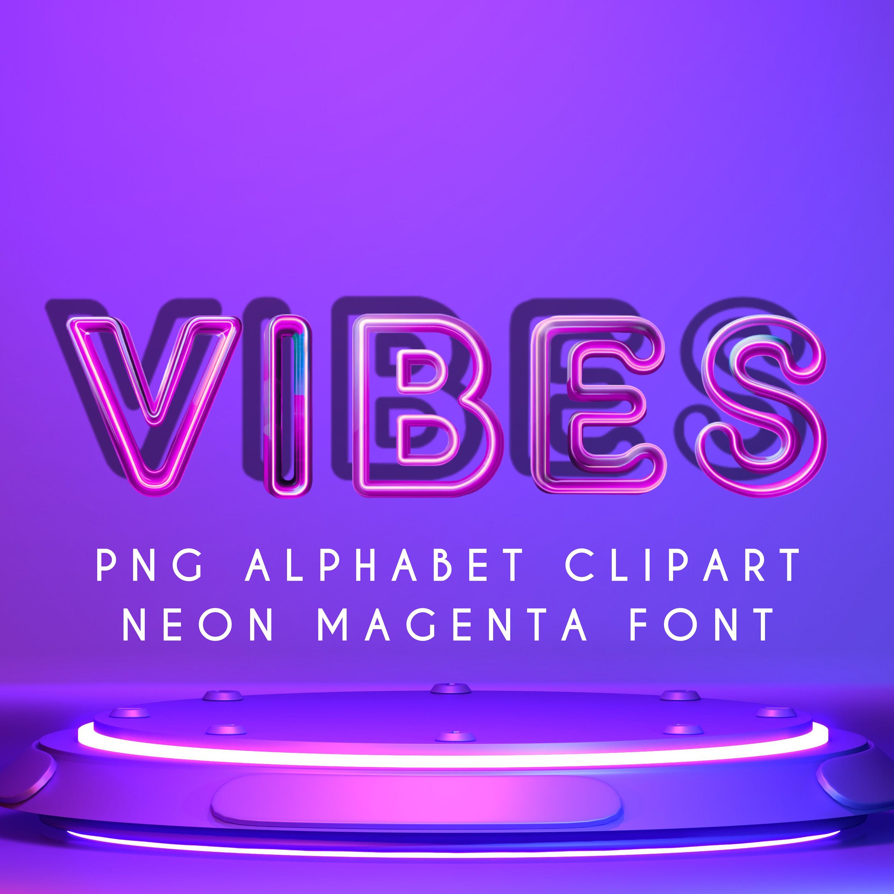 Neon Font Pink PNG Letters, Digital Neon Glow Clipart, 3D Alphabet ...