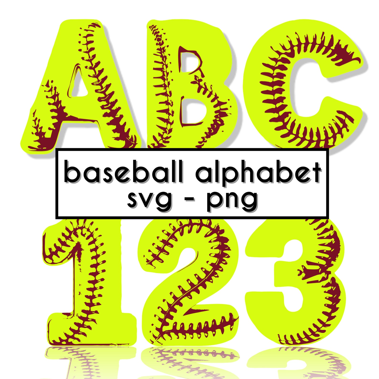 Softball SVG Letters Numbers, 3D SVG Alphabet, Softball PNG, Digital ...