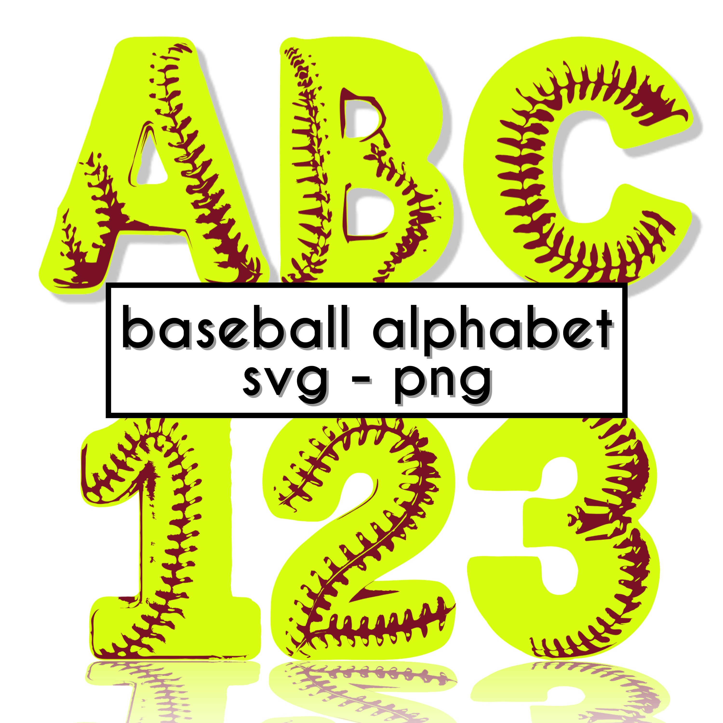 Softball SVG Letters Numbers, 3D SVG Alphabet, Softball PNG, Digital ...
