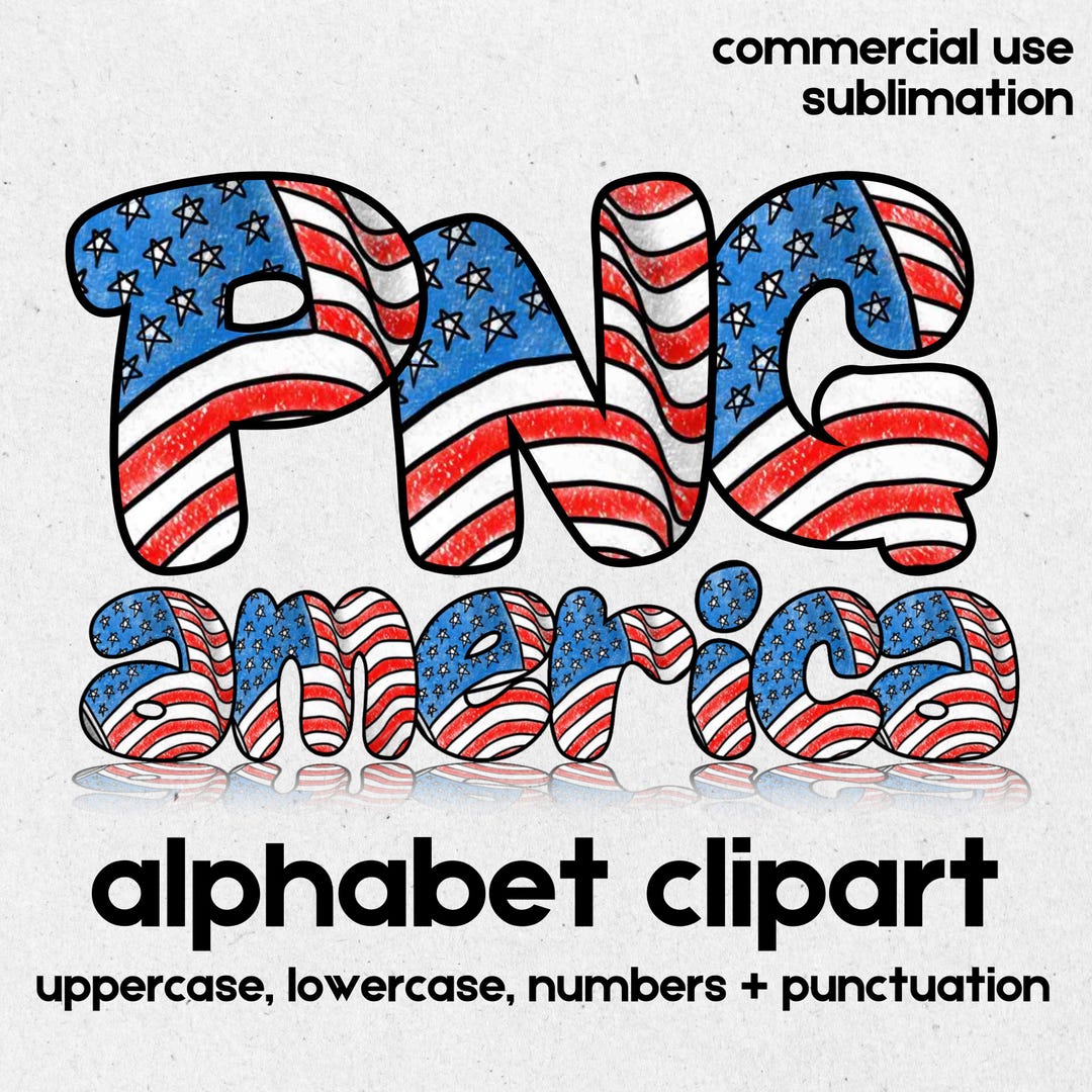 4th of July Letters | | USA Flag Font | Red White Blue Alphabet Clipart ...