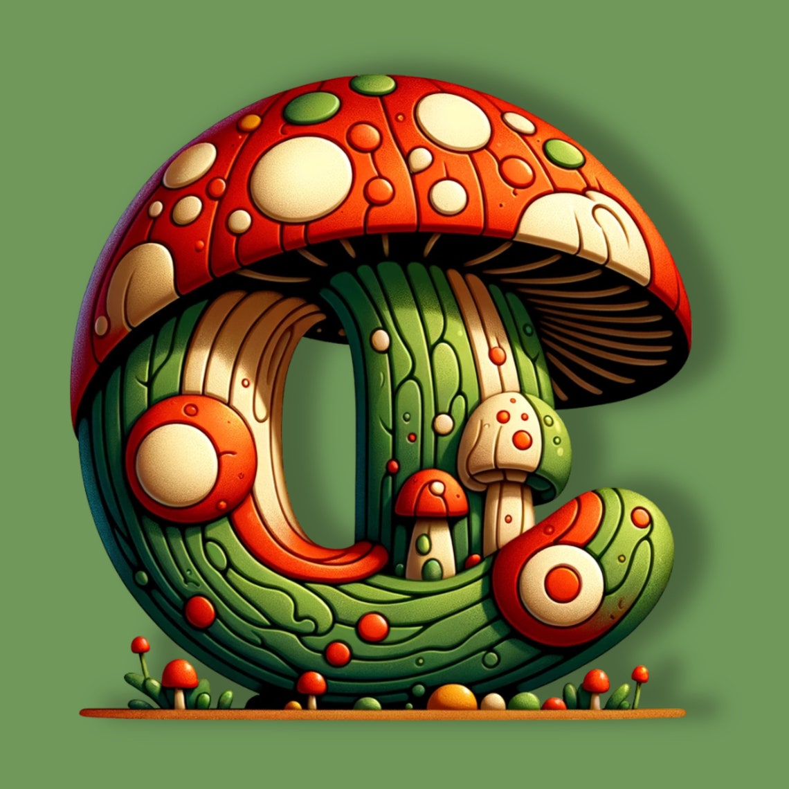 Retro 3D Mushroom Alphabet PNG Clipart, Bundle 3D Alphabet, Retro ...