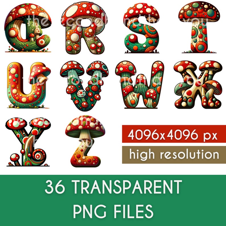 Retro 3D Mushroom Alphabet PNG Clipart, Bundle 3D Alphabet, Retro Mushroom, Retro Font, Retro ...