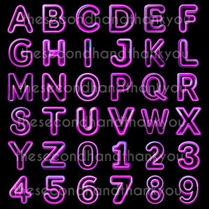Neon Font Pink PNG Letters, Digital Neon Glow Clipart, 3D Alphabet ...