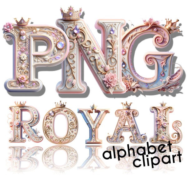 Princess Alphabet Font Png - Etsy