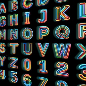 Neon Letters, Doodle Letters, Doodle Font, 3D PNG Neon Letters ...