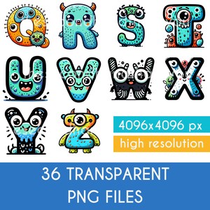 Monster PNG, Doodle Letters, Doodle Font, Monster Alphabet, Alphabet ...