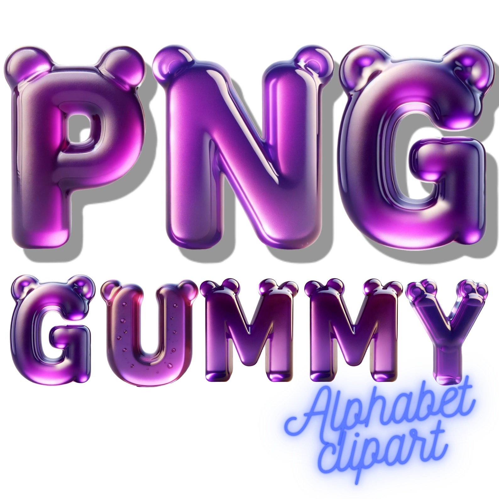 Gummy Bear Clipart, Doodle Letters, Doodle Font, 3D Letters, Alphabet ...