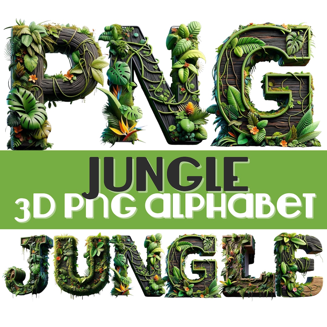 Jungle PNG, Doodle Letters, Doodle Font, 3D Letters, Alphabet PNG ...