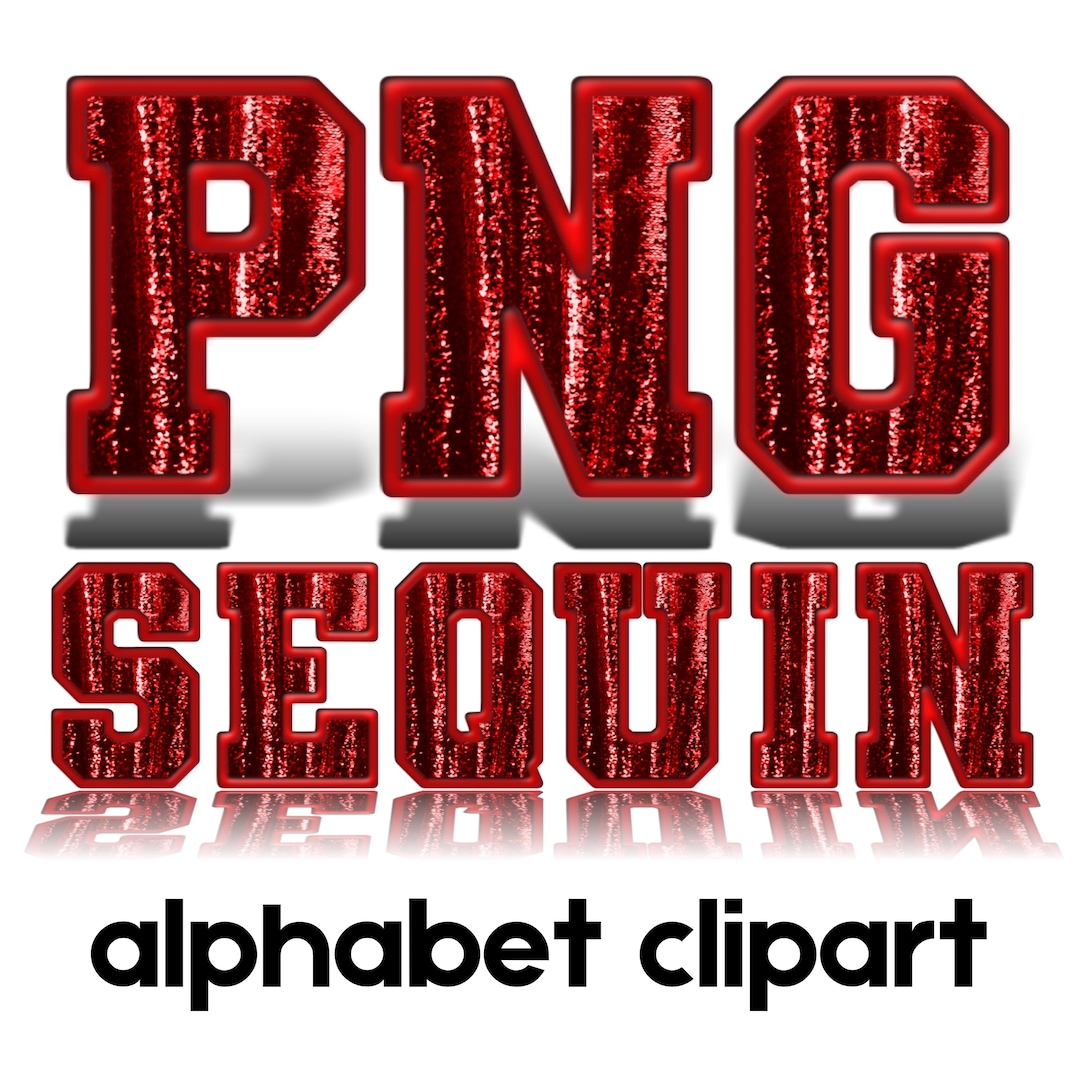 Red Sequin Alphabet PNG ABC Alpha - Faux Embroidery Glitter Letters ...