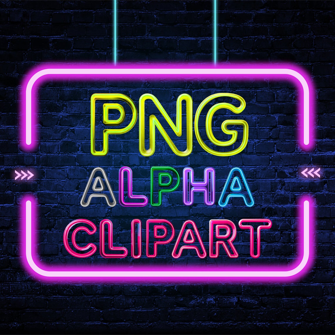 Neon Letters PNG Clipart Bundle, Glowing Neon Alphabet Letter, Alpha ...