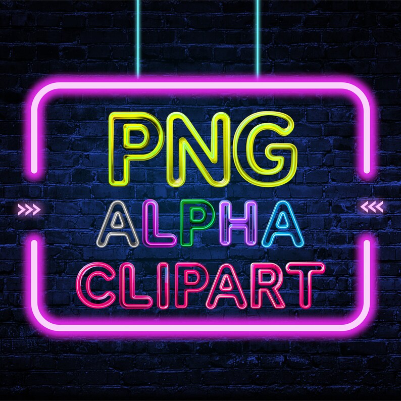 Neon Letters PNG Clipart Bundle, Glowing Neon Alphabet Letter, Alpha ...