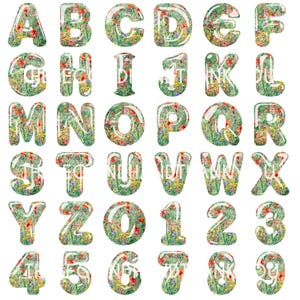 Spring Wildflower Alphabet Clipart PNG | Floral Digital Letters ...