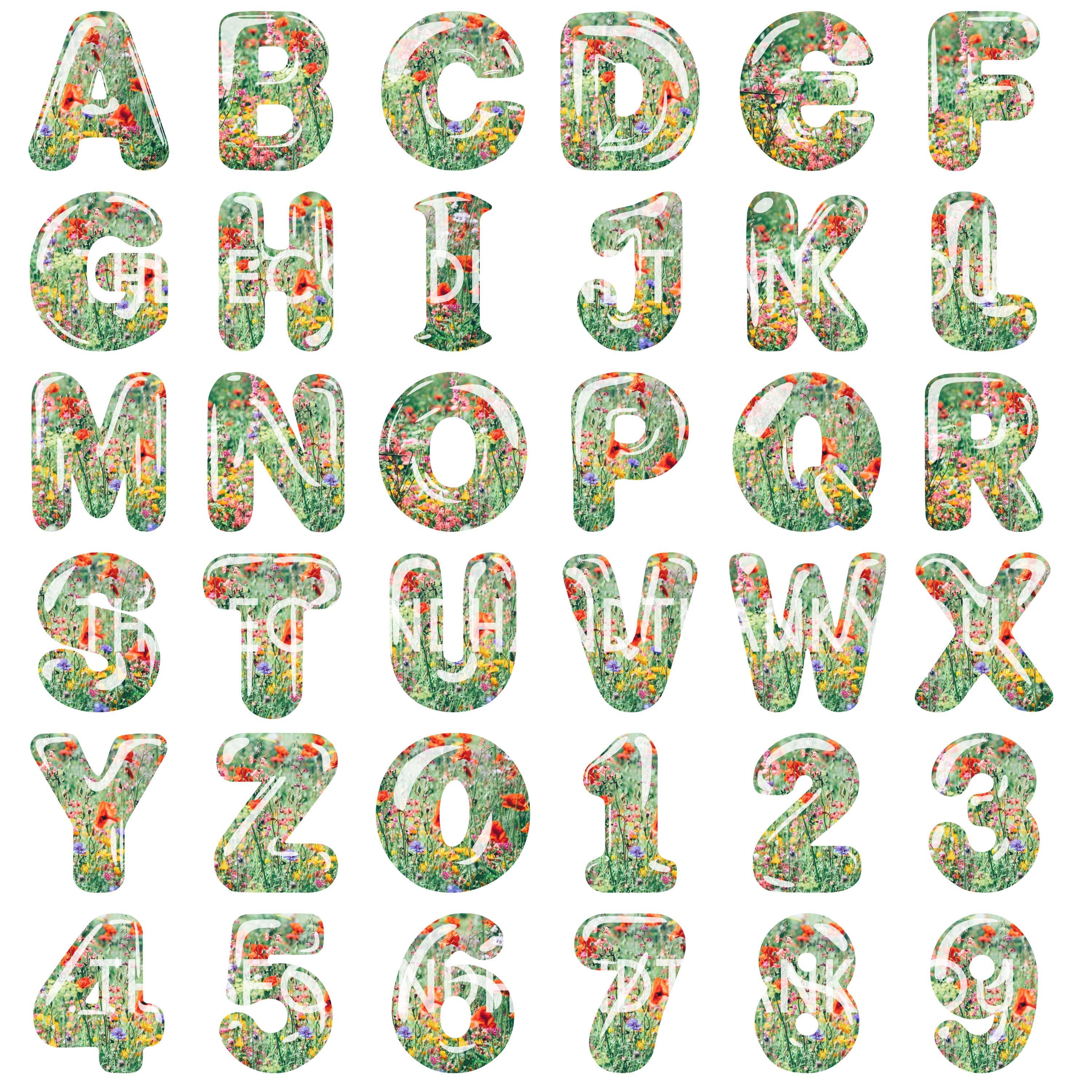 Spring Wildflower Alphabet Clipart PNG | Floral Digital Letters ...