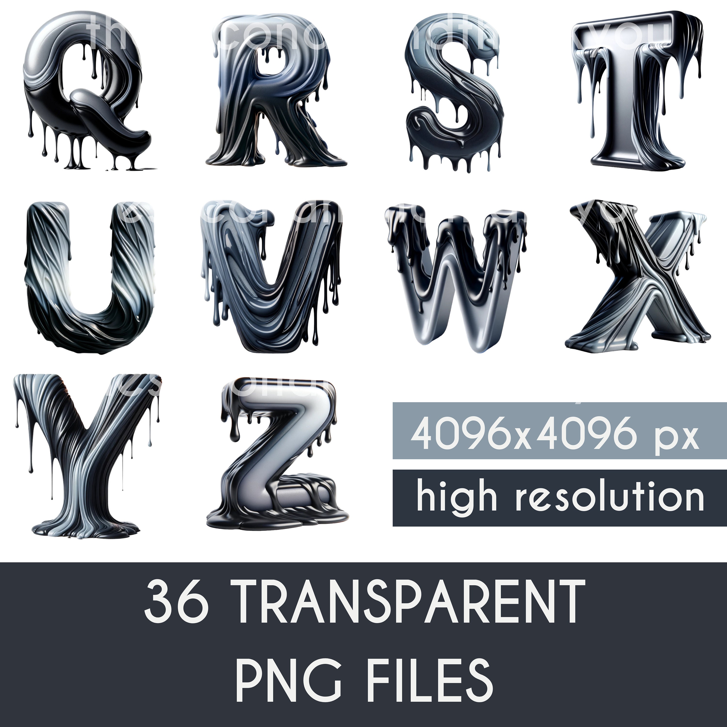 Alphabet PNG, Doodle Letters, 3D Letters, Alphabet Clipart, Bundle 3D ...
